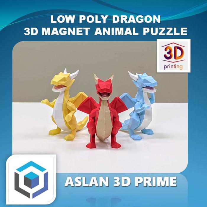 Jual LOW POLY DRAGON MAGNET ANIMAL PUZZLE MAINAN NAGA Custom Color 3D ...