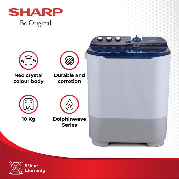 Promo Sharp Mesin Cuci 2 Tabung ES-T1090-BK Blue 10Kg Cicil 0% 3x ...