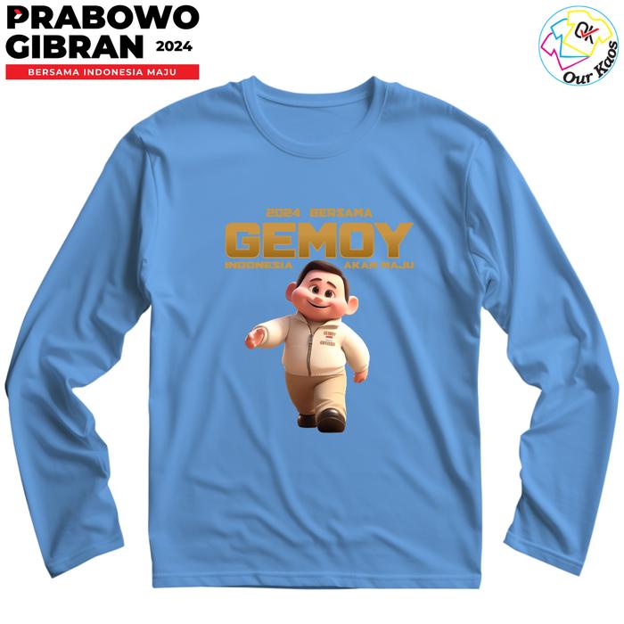 Jual Kaos Distro Prabowo Gibran Lengan Panjang Gemoy Dewasa Biru Muda ...