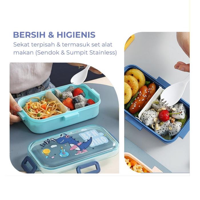 Jual Lunch Box Anak Tk Sd Paud Kotak Bekal Bento Box Sekat Lucu Unicorn Ast - Blue Dinosaurus Di ...