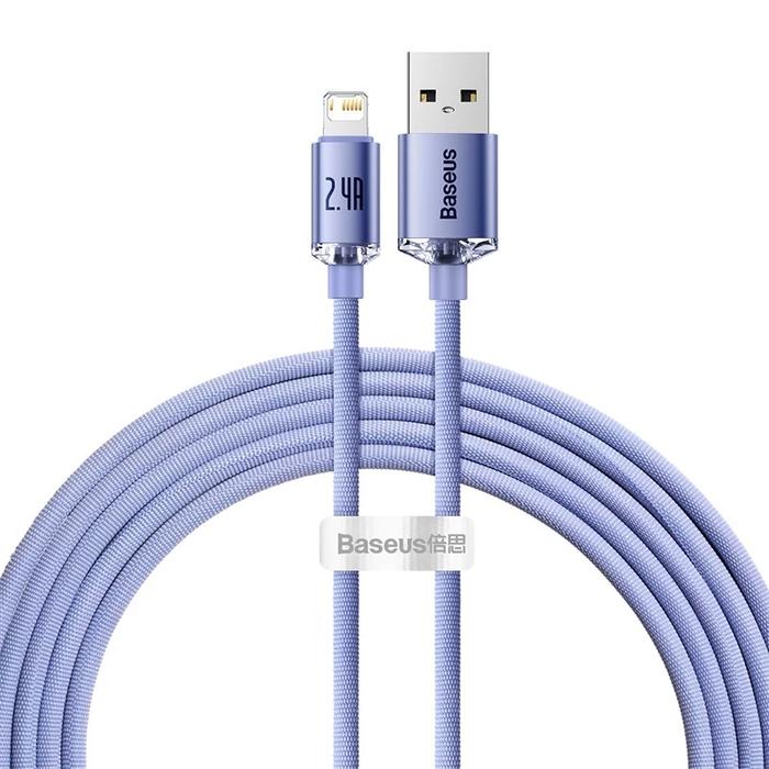 Promo Baseus Crystal Shine Kabel Charger USB to Lightning iP 2m - Ungu ...
