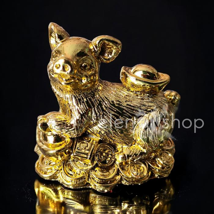 Jual Pajangan Patung Shio Babi Pig Cu Emas + Ornamen Ingot Lambang ...