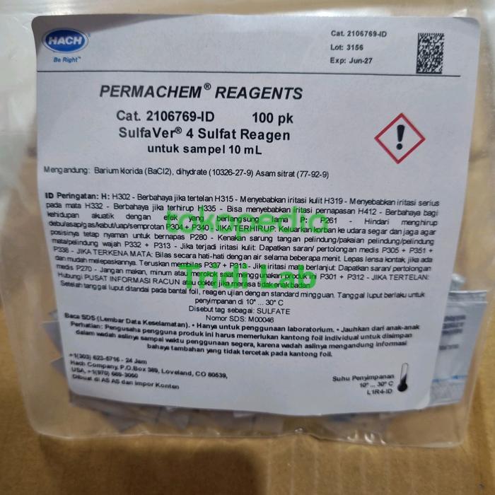 Jual Hach SulfaVer 4 Sulfate Reagent Powder Pillows 10 ml/Hach 2106769 ...