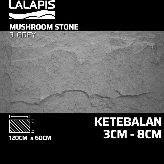 Jual LALAPIS - PANEL BATU 3D FOAM - MUSHROOM STONE TEBAL 3-8 CM - GREY ...