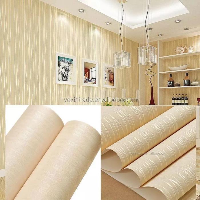 Jual wallpaper dinding imbos craem garis salur timbul decorasi ruang ...
