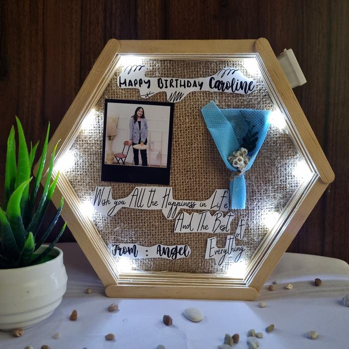 Jual hexagonal frame Led / gift birthday / kado ulang tahun / Proses 1hari - Kota Serang ...