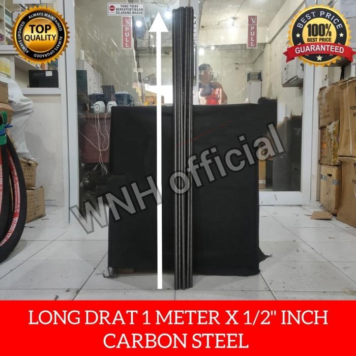 Jual Asdrat besi hitam 1/2" x 1 meter drat 1/2" long drat besi hitam 1/ ...