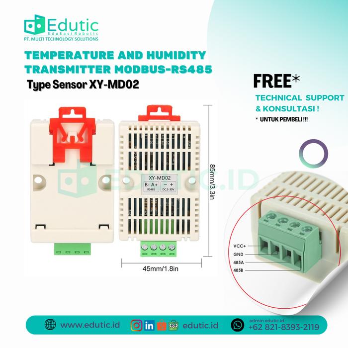 Jual Temperature and Humidity Transmitter Modbus SHT20 Sensor XY-MD02 ...