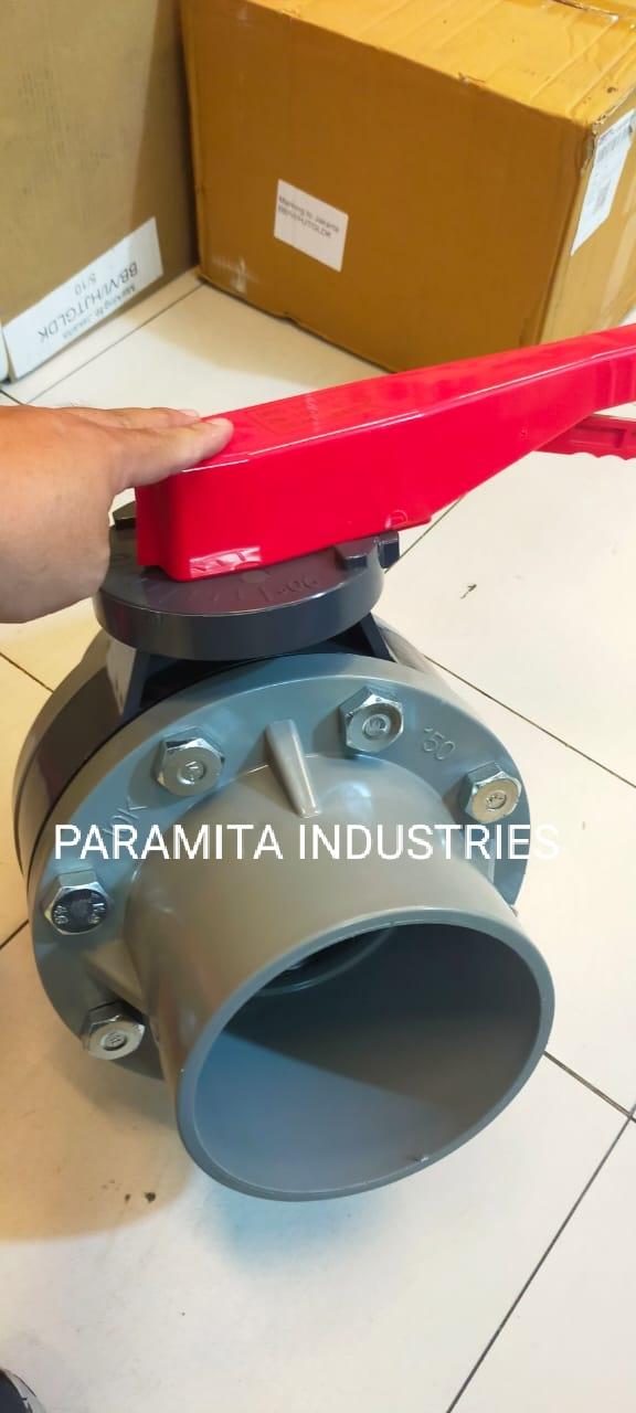 Jual Butterfly Valve PVC 4" inch JIS 10K complete set with flange ...