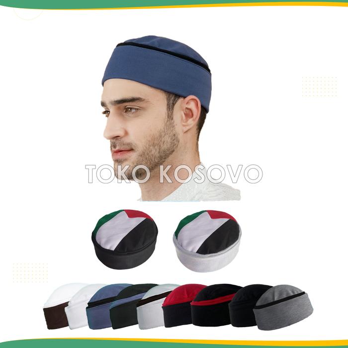 Jual Peci Lipat Khas MESIR Premium Kopiah HABASYA Palestina Pria Biru Putih Hitam Abu Kopyah ...