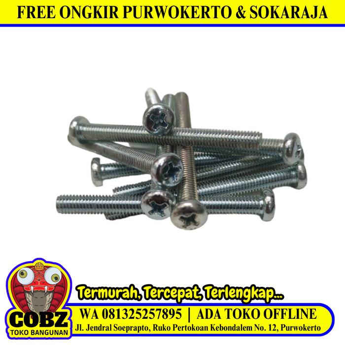 Jual M 5 x 50 MM / NM Baut JP Kepala Pentol Bulat Plus Putih Biji ...