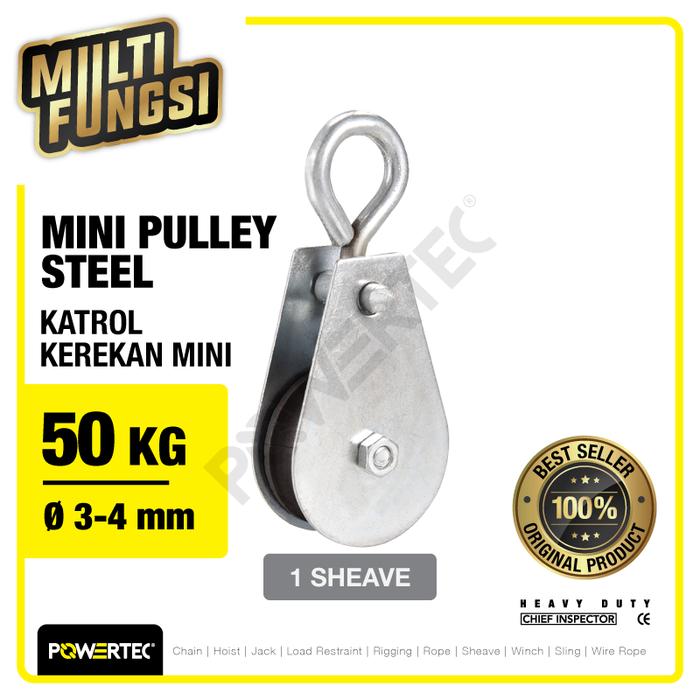 Promo Mini Pulley Katrol Kerekan 50kg 12mm - 1 Sheave POWERTEC ...