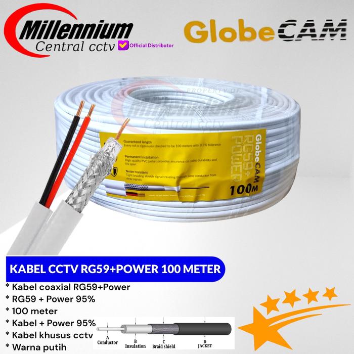 Jual Kabel Coaxial Cctv Camera RG59 Plus Power 100 meter - GLOBECAM ...