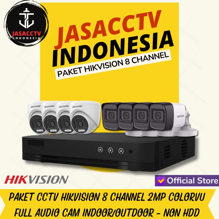Jual PAKET CCTV HIKVISION 8 CHANNEL 2MP COLORVU AUDIO TANPA HDD 1TB 2TB ...
