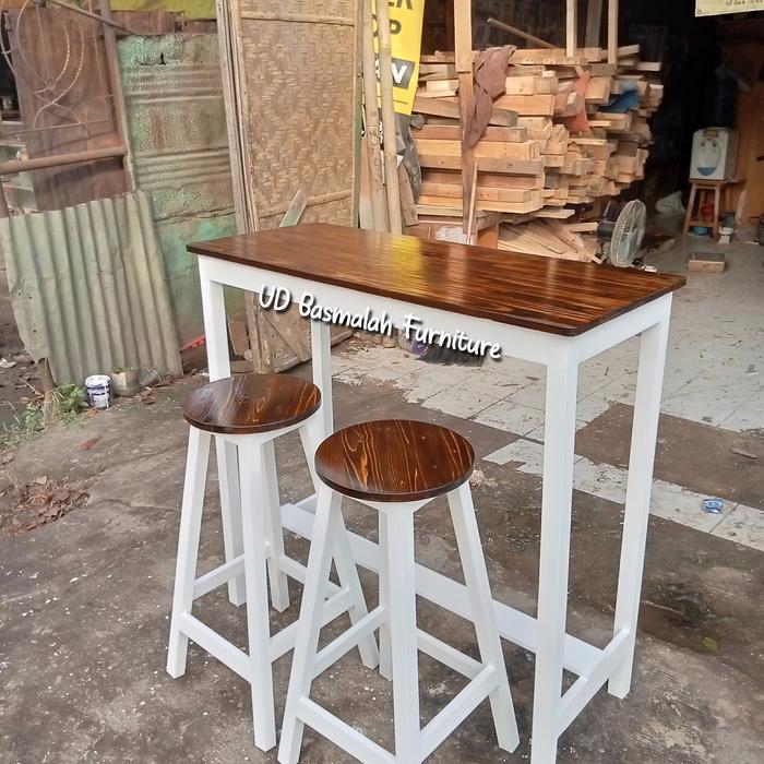 Jual meja bar bulat 1 set ( 1 meja + 2 kursi ) kayu jati belanda - Kab ...