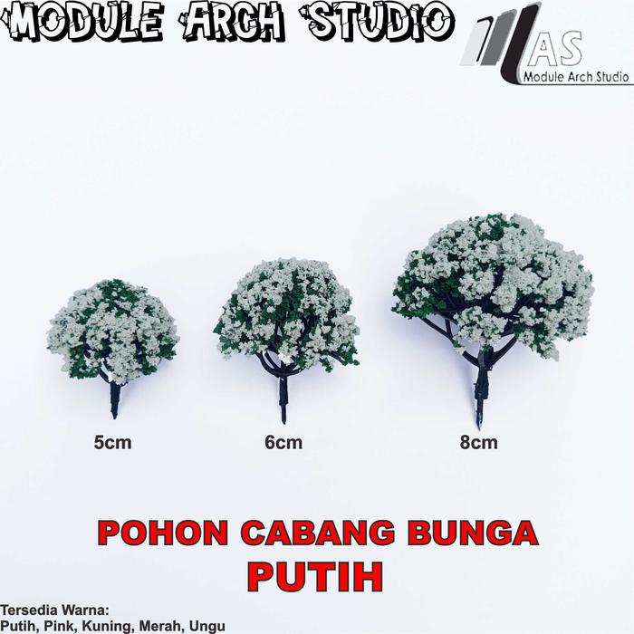 Jual Miniatur Pohon Cabang Bunga - Maket Pohon Bunga - Putih, 5cm - Kab ...