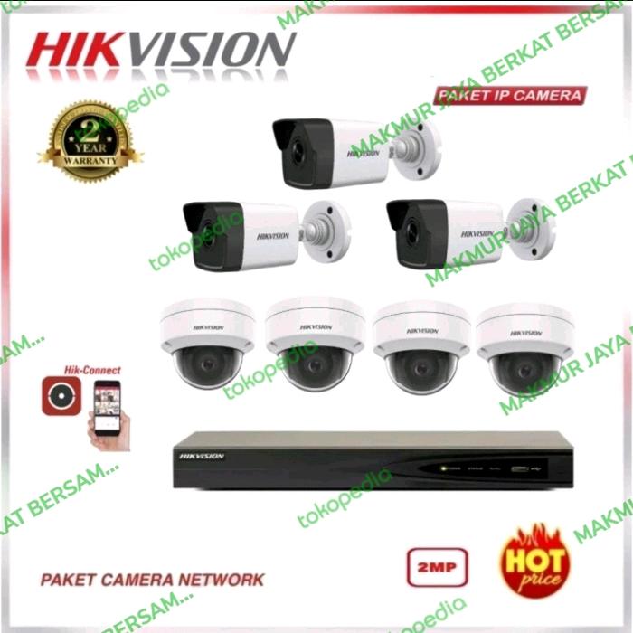 Jual PAKET CCTV IP CAMERA HIKVISION 2MP 8 CHANNEL 7 CAMERA IP CAM POE ...