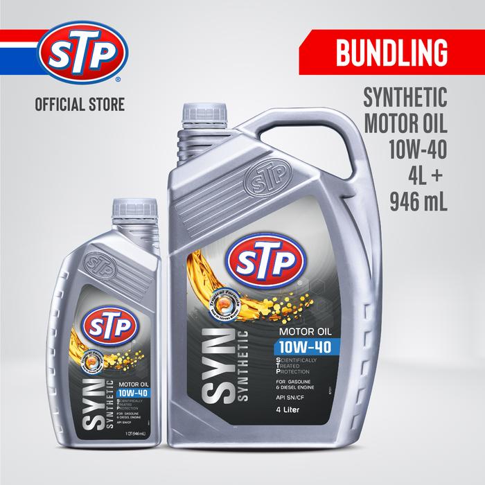 Promo STP [BUNDLE] Synthetic Motor Oil 10W-40 4L + 946 mL Oli Mobil ...