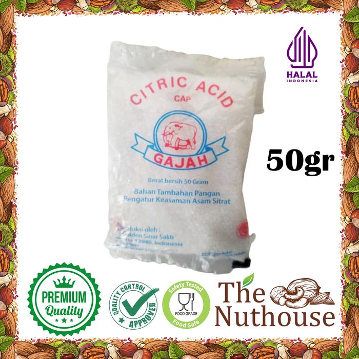 Jual 50gr Cap Gajah Citric Acid Citrun Sitrun Asam Sitrat Fontaine ...