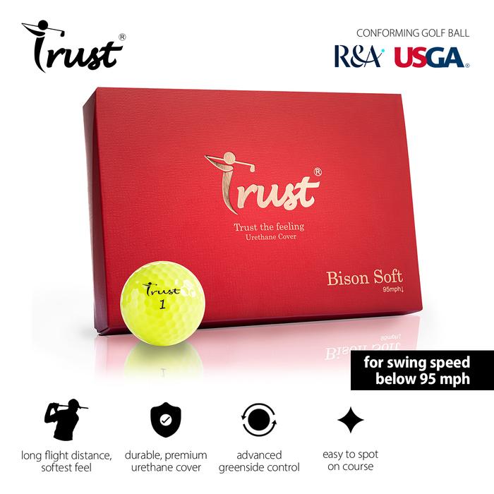 Promo Bola Golf TRUST Bison Soft - Swing speed under 95 mph -Kuning -1 lusin Cicil 0% 3x ...