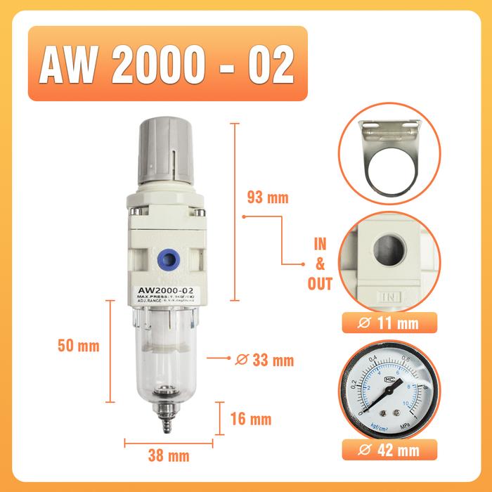 Promo Air Filter Regulator Angin AW 2000-02 1/4" - AW2000-2 - Kota ...