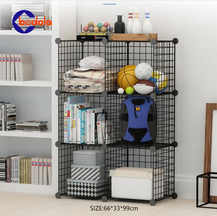 Jual Rak buku besi rak serbaguna rak toys storage box lemari susun 6 ...