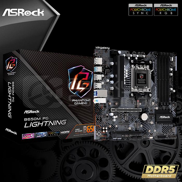 Promo Asrock B650M PG Phantom Gaming Lightning AMD AM5 B650 DDR5 ...