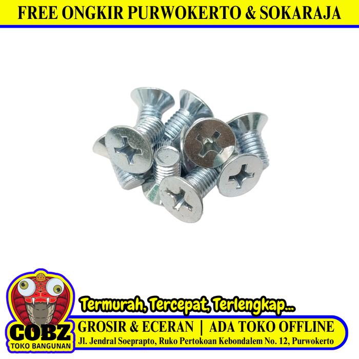 Jual M 8 x 15 MM / NM Baut JF Kepala Rata Plus Putih Biji - Kab ...