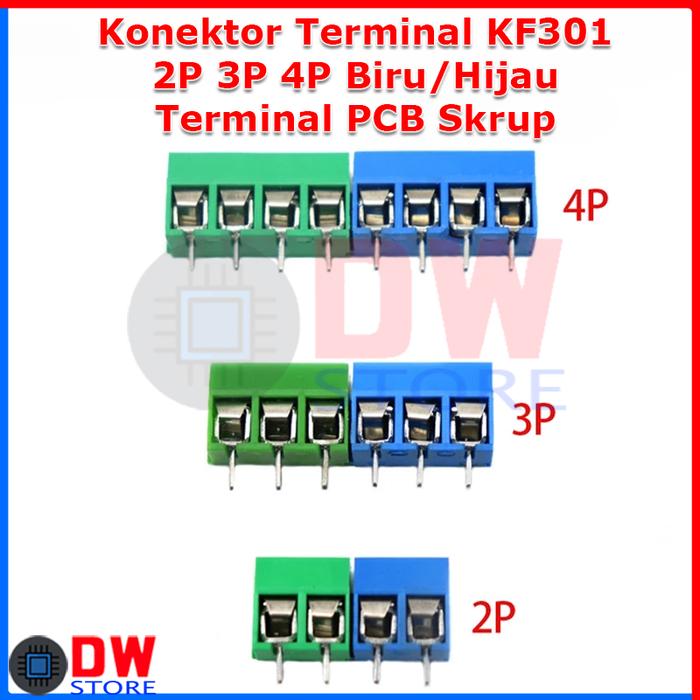 Jual Terminal Block PCB Skrup Konektor KF301 KF-301 2P 3P 4P 2 3 4 Pin ...
