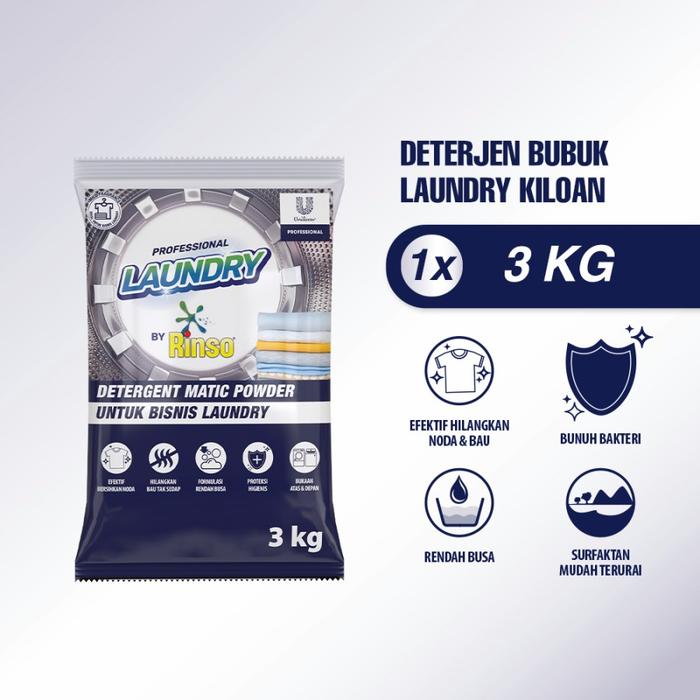 Promo RINSO MATIC PROFESSIONAL DETERJEN LAUNDRY KILOAN BUBUK 900 Gr ...