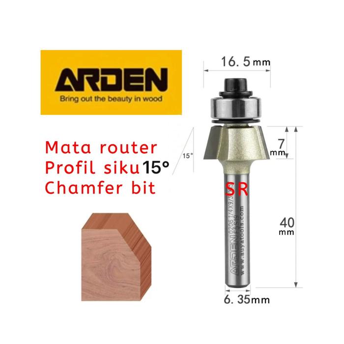 Jual Mata Router/ Profil Siku 15 Derajat Chamfer/ Bevel Trim Bit ARDEN ...