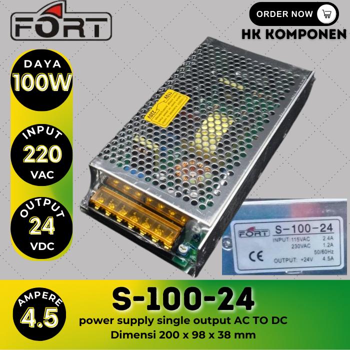 Jual Switching power supply 24VDC 4,5A S-100-24 FORT adaptor - Jakarta ...