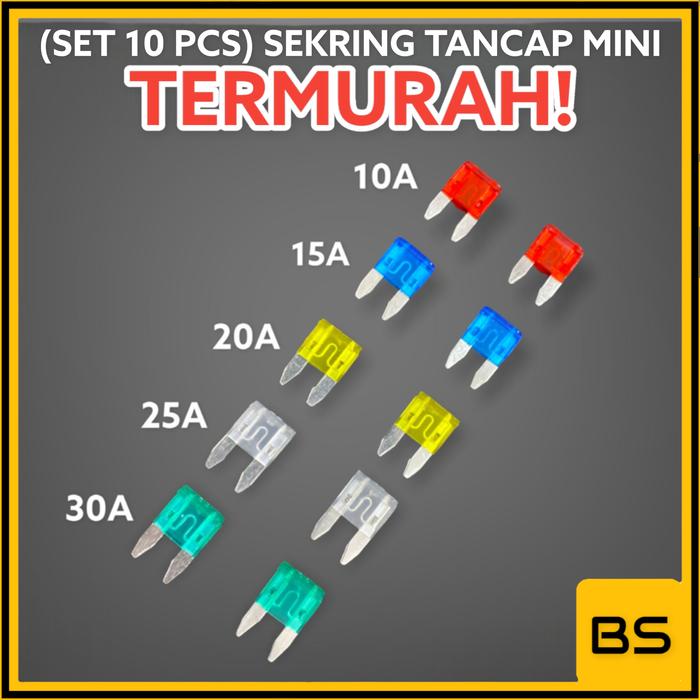 Jual sekring fuse aki mobil/ skring fuse tancap mini set 10 pc auto ...