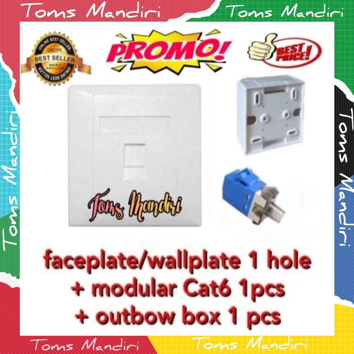 Jual Faceplate/wallplate UTP/RJ45/LAN 1 port/hole + modular cat +outbow ...