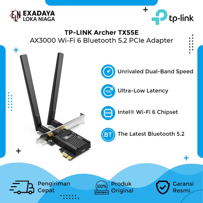 Jual TP-Link Archer TX55E AX3000 Wi-Fi 6 Bluetooth 5.2 PCIe Adapter ...