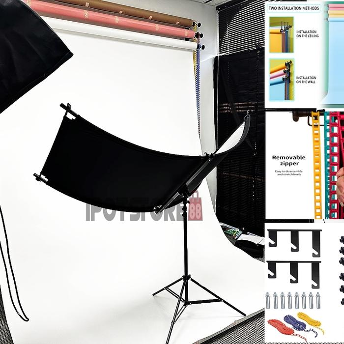 Jual Kerekan Background Backdrop Wall Mount 3 Roller Bar Manual ...