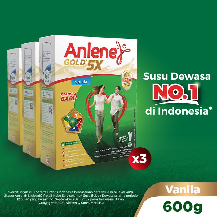 Promo Anlene Gold 5X Susu Bubuk Dewasa Vanila 3 x 600g - Tulang & Sendi ...