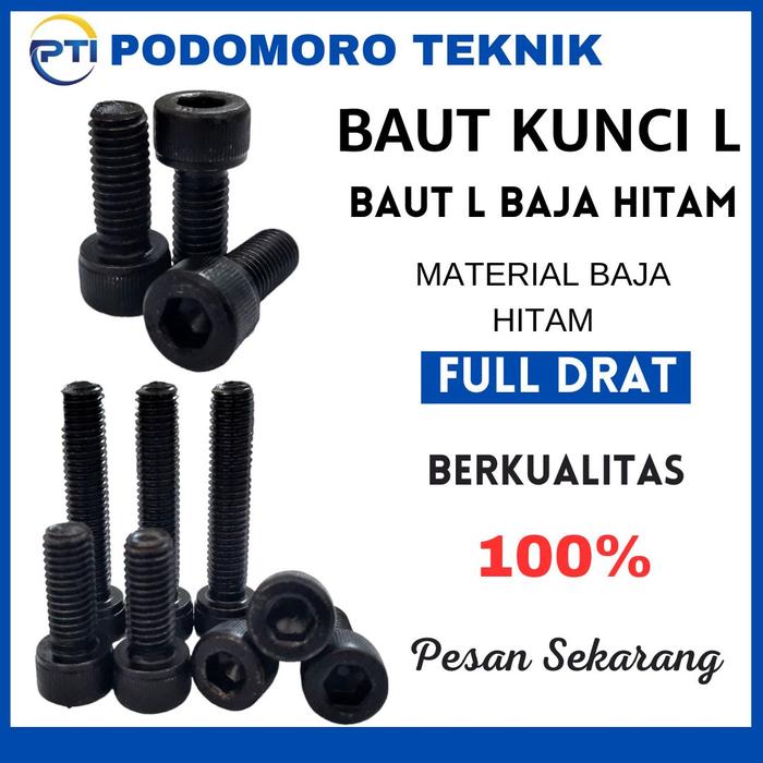Jual Baut L Hitam Baja M16X150 Full Drat Baut L Grade 12.9 M16x150 Taiwan - Kab. Bekasi ...