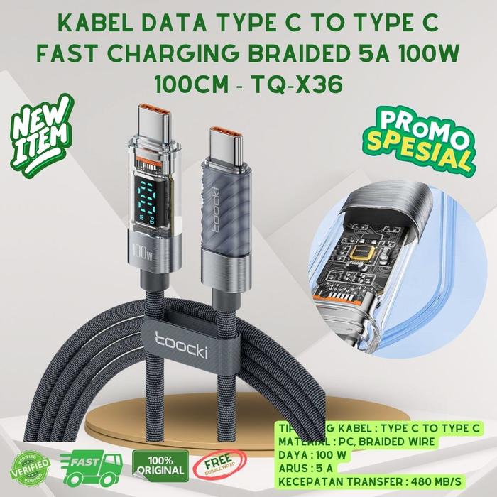 Jual Kabel Data Type C to Type C Fast Charging 5A 100W 100cm LED ...