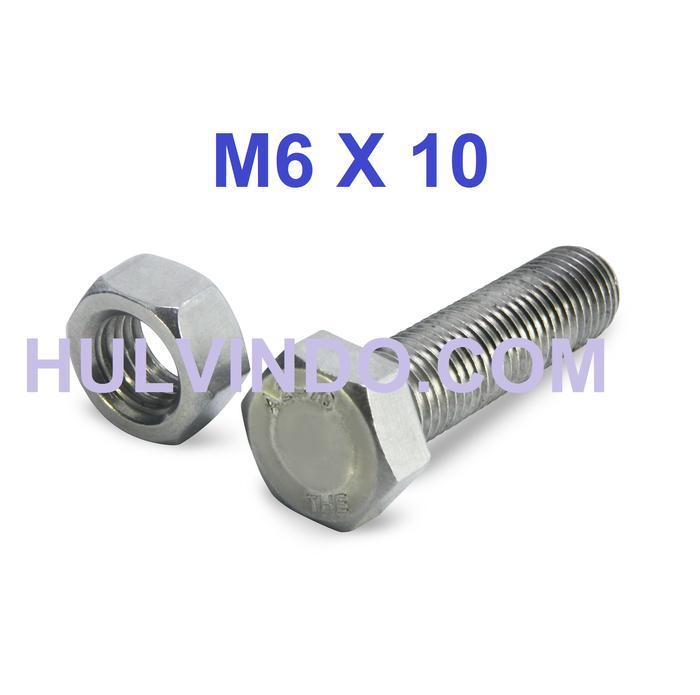 Jual BAUT MUR HEX STAINLESS STEEL 304 M6 X 10 - Kota Tangerang - Toko Aneka Guna | Tokopedia