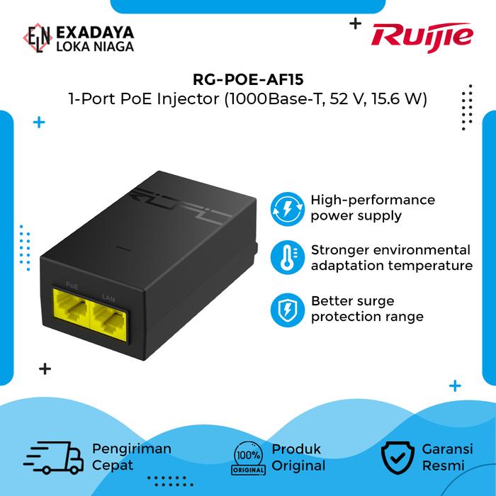 Jual Ruijie RG-POE-AF15 , PoE Injector Gigabit 802.3af DC 52V/0.30A 15W ...