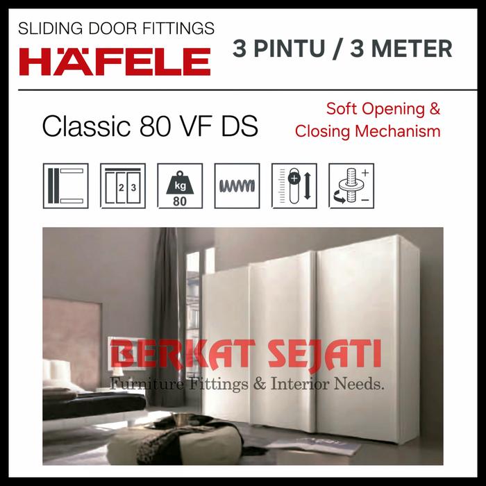 Jual HAFELE Classic 80 VF DS 3 Pintu + 3M Rel Sliding Lemari Wardrobe ...