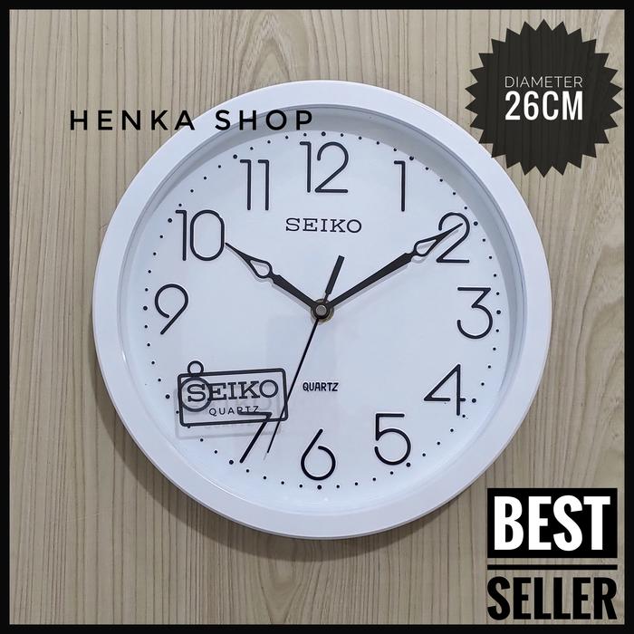 Jual Jam dinding Seiko Custom ukuran 26cm - Putih, Sweep/Silent ...