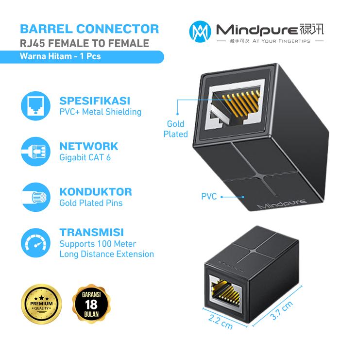 Jual Barrel Sambungan Kabel LAN RJ45 Coupler | Konektor Barel RJ45 ...