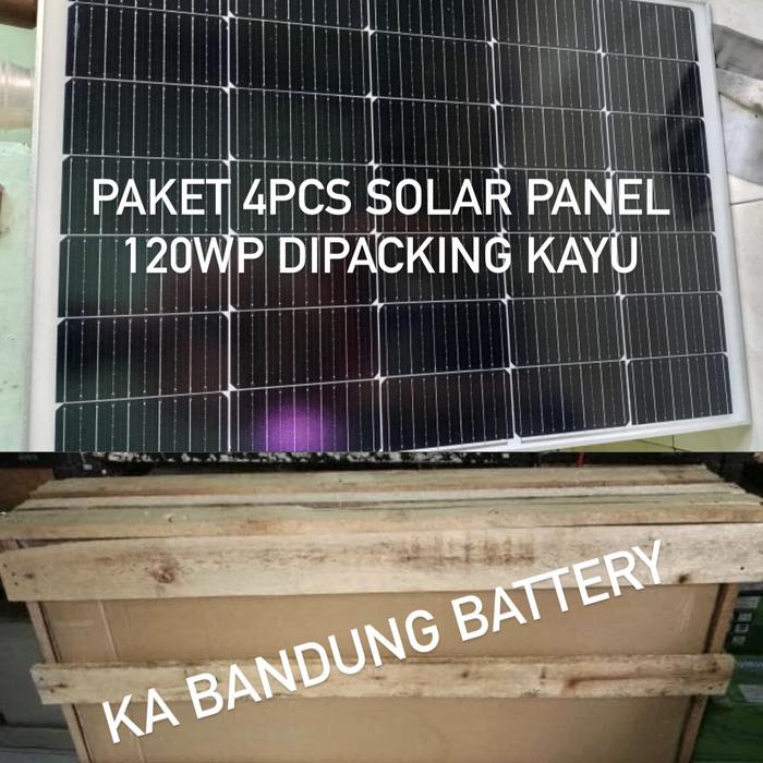Jual Promo paket 4 solar panel surya Sun Asia 12v 120wp mono packing ...