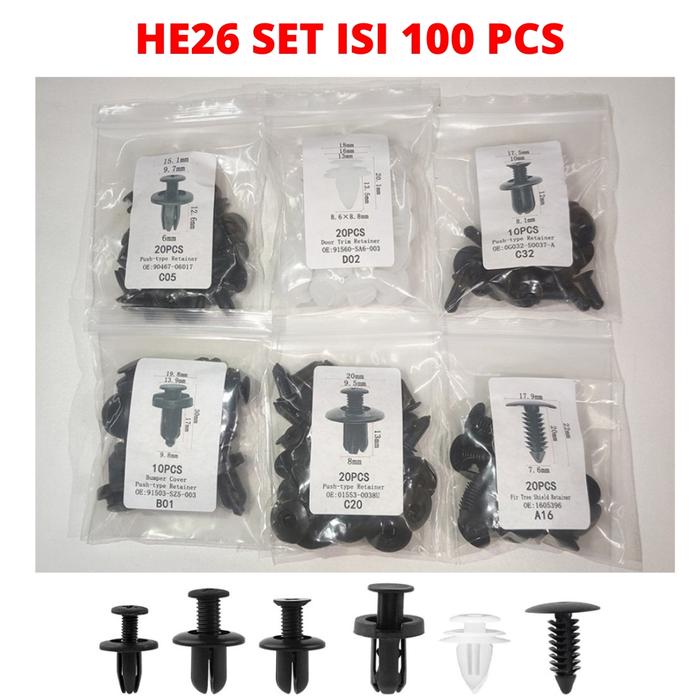 Promo Baut Klip Kancing Rivet Spakboard Bumper Mobil Universal 100 pcs ...