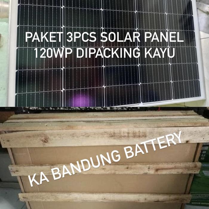 Jual Promo paket 3pc solar panel surya Sun Asia 12v 120wp mono packing ...