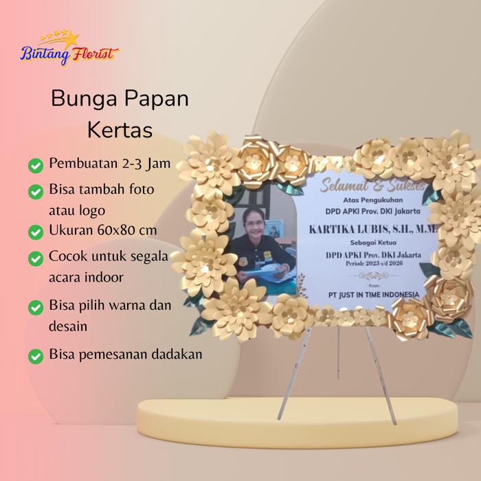 Jual Karangan Bunga Kertas Papan Banner Lanskap Bisa Tambah Logo Foto ...