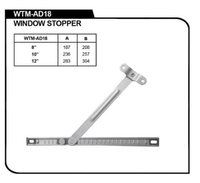 Jual Aluminium Casement Window Holder Hak Angin WTM AD18 SUS304 12 ...