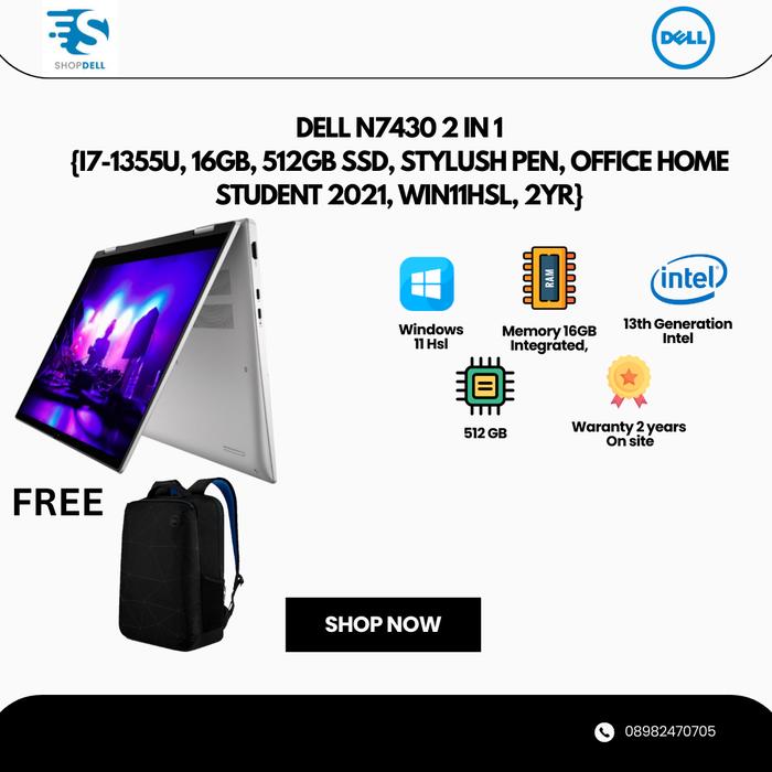Jual DELL N7430 2 in 1 i7-1355U| 16GB| 512GB SSD| STYLUSH PEN| Office ...